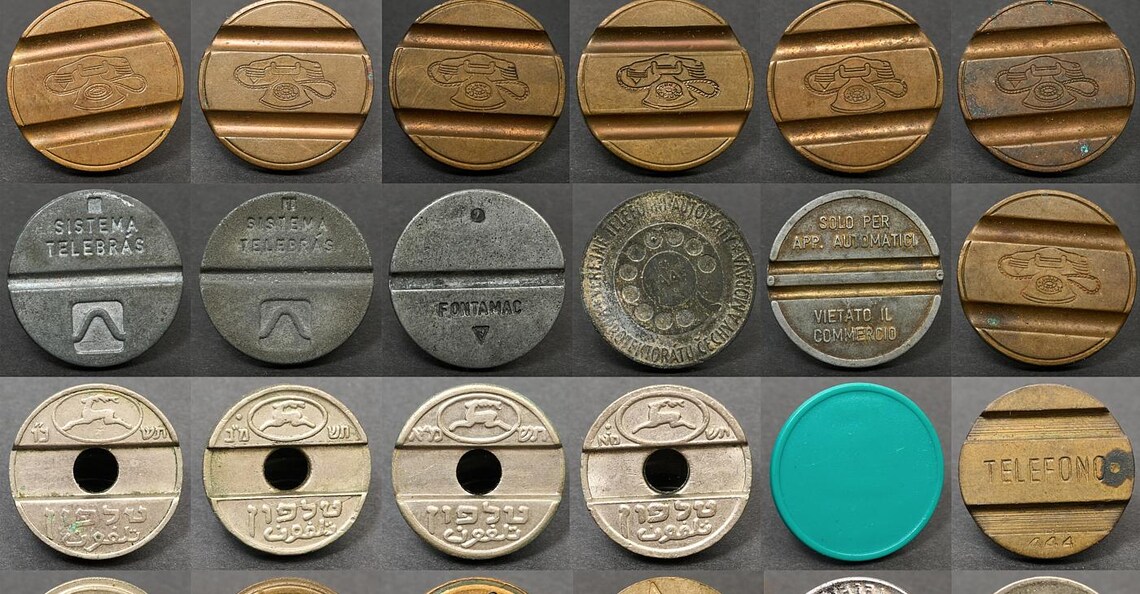 Vintage World Telephone Tokens Collection various Countries, 1960s ...