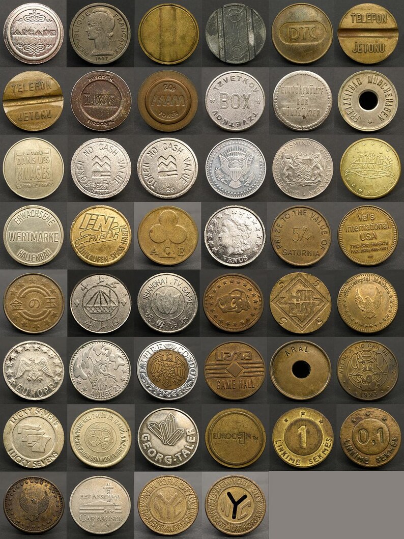 Vintage Token Collection - Set of 46 Diverse Tokens - Etsy