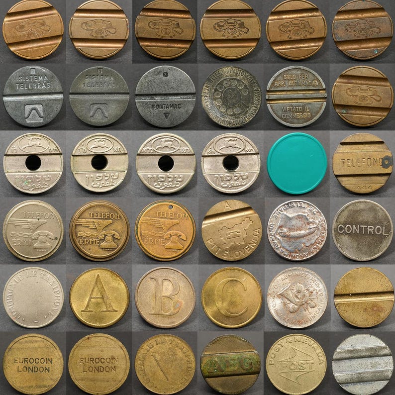 Vintage World Telephone Tokens Collection various Countries, 1960s ...