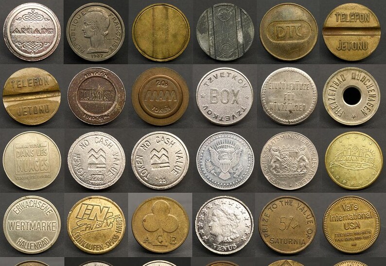 Vintage Token Collection - Set of 46 Diverse Tokens - Etsy