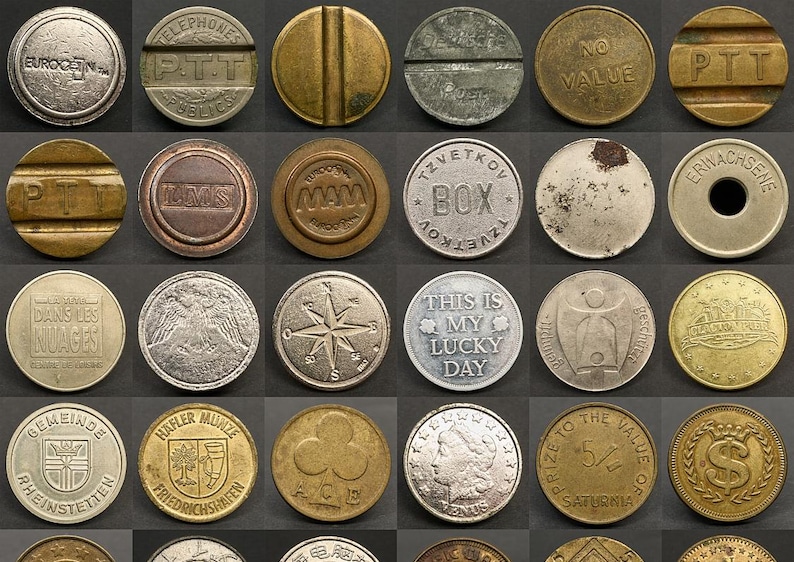 Vintage Token Collection - Set of 46 Diverse Tokens - Etsy