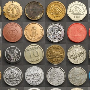 Collection of Vintage Tokens - Assorted Designs and Values - Set of 59 ...