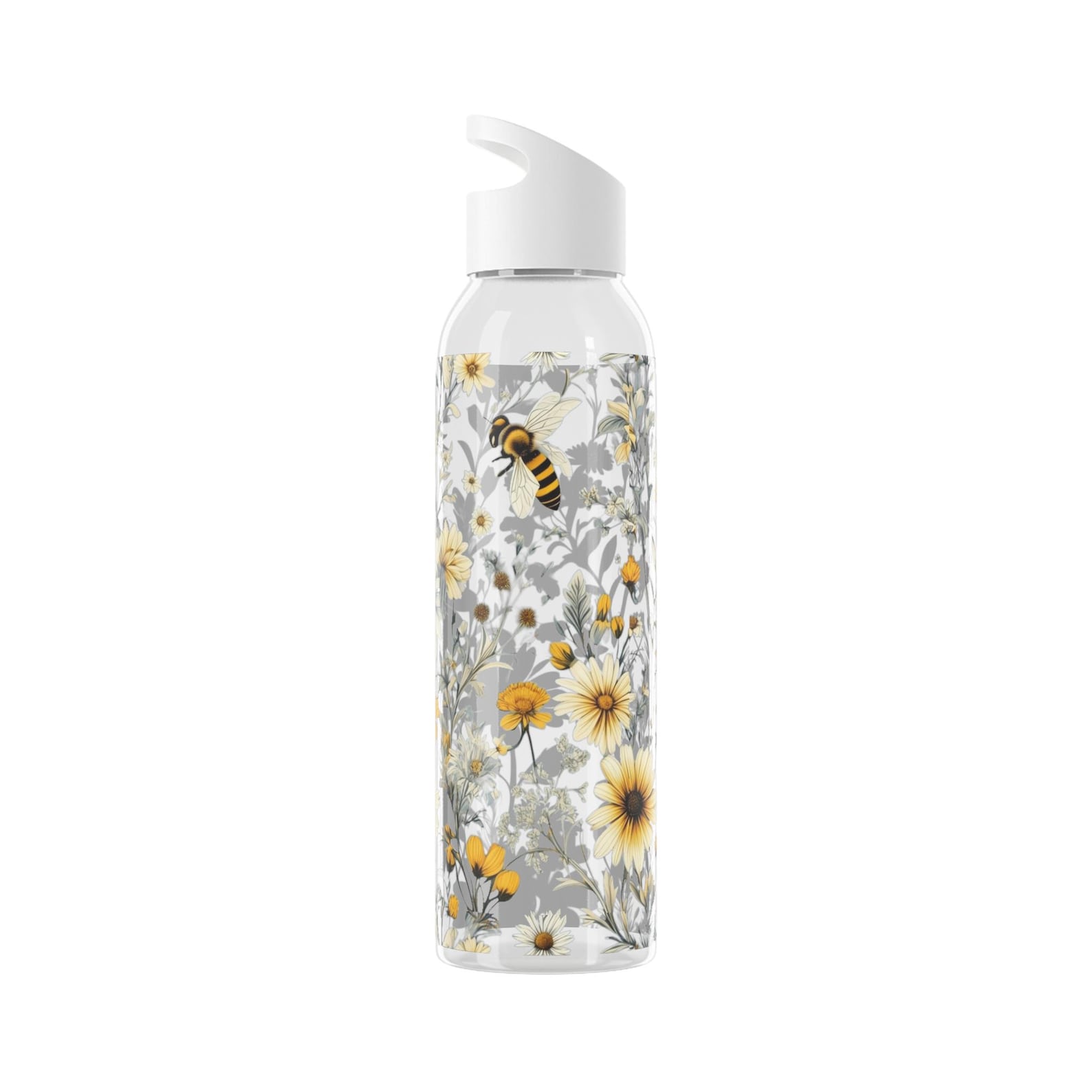 Oh so Pretty Floral Water Bottle With Bumble Bee and Daisy Design ...
