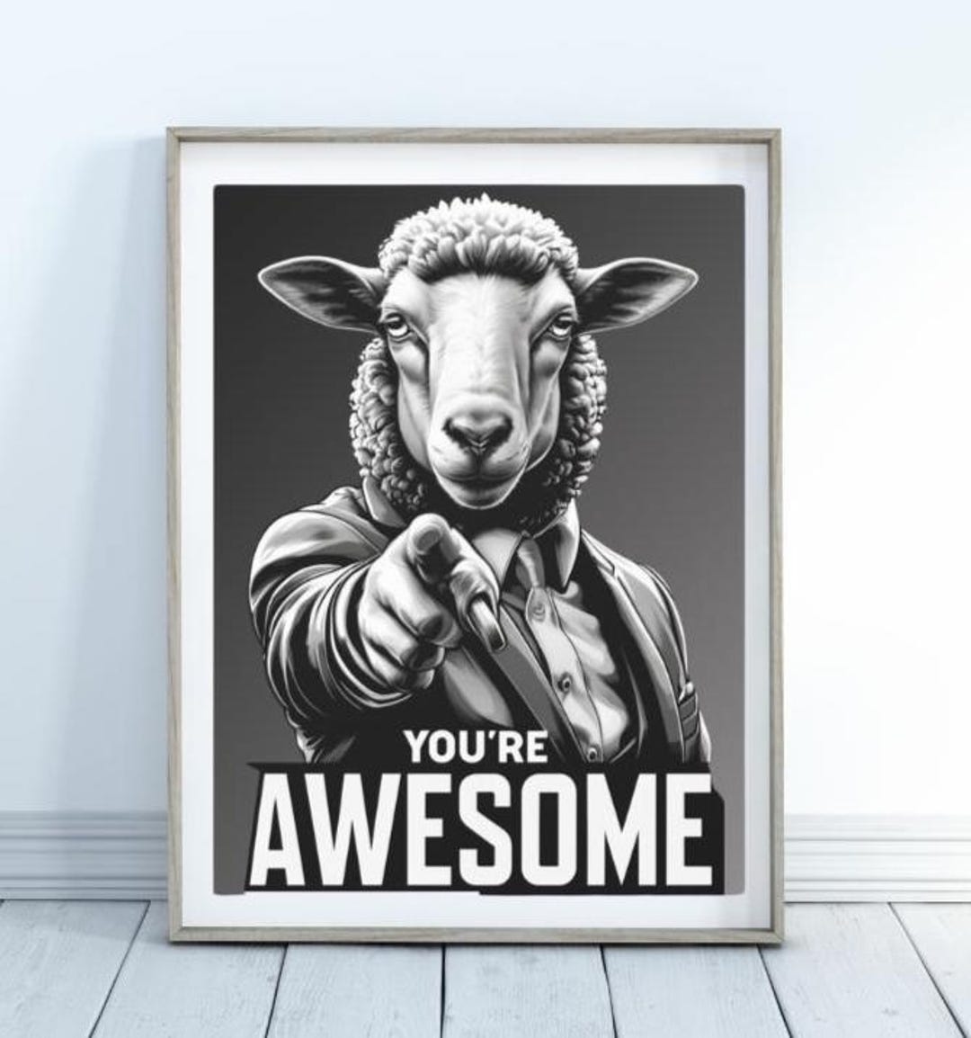Sheep Poster, Fun Wall Art. You're Awesome Decor. Gift for Farmers ...