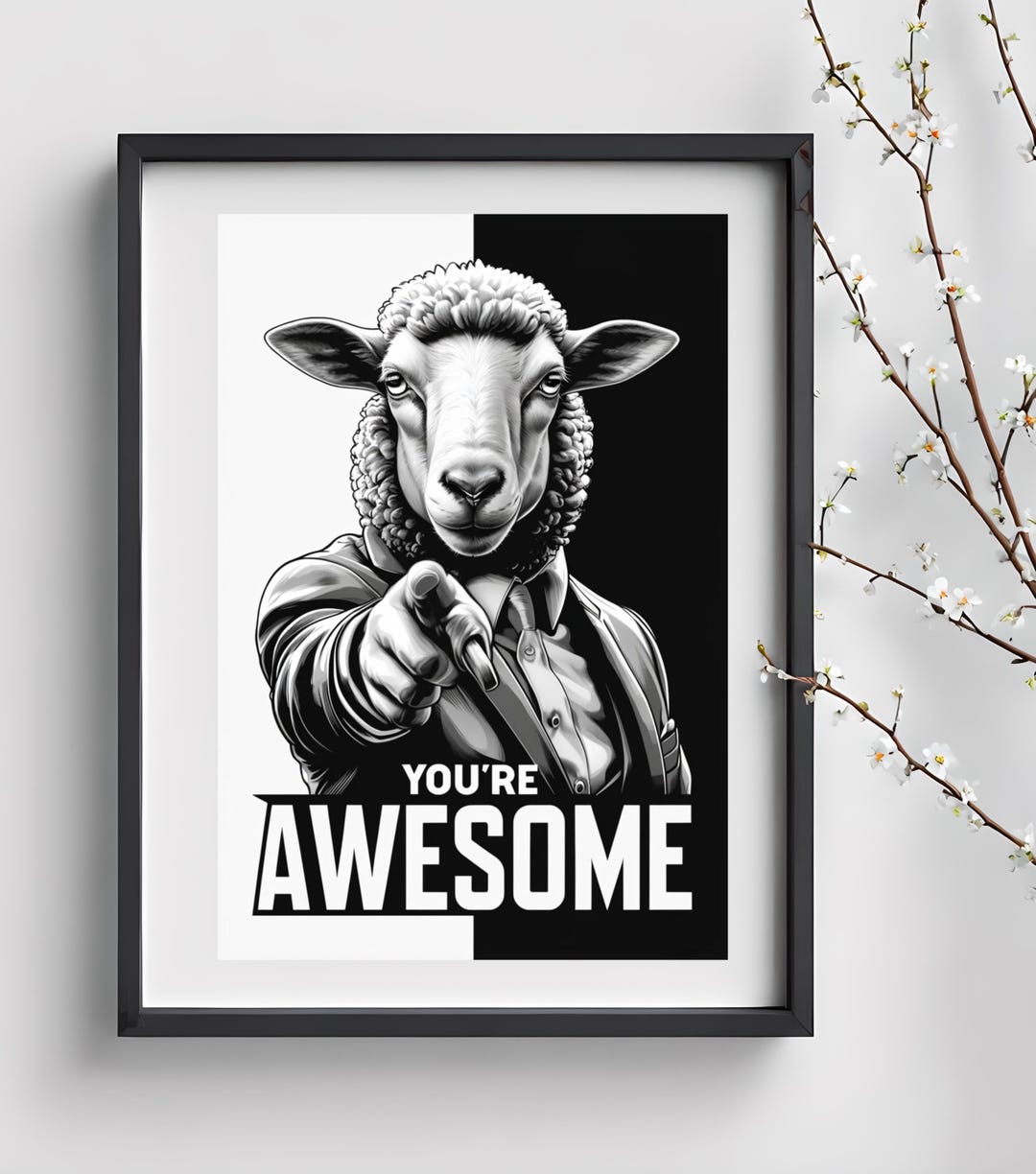 Sheep Poster, Fun Wall Art. You're Awesome Decor. Gift for Farmers ...