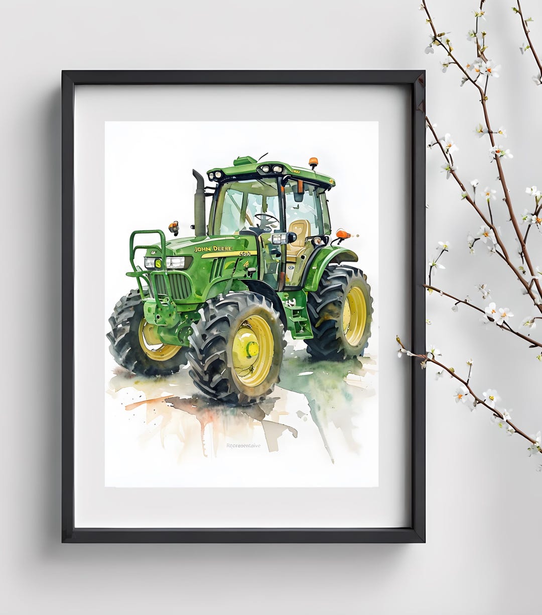 Watercolour John Deere Type Tractor Art Print. Farming Posters ...
