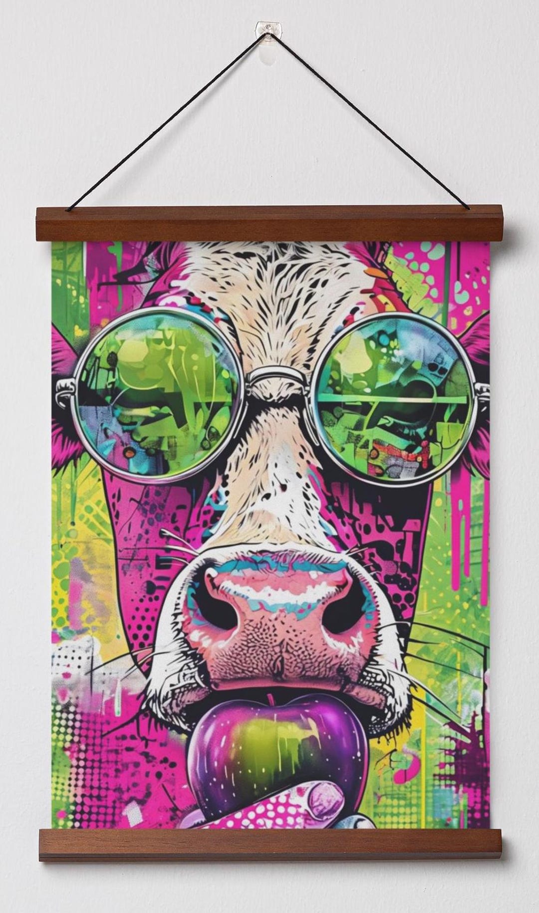 Colorful Cow Art Print, Rolled Posters for Animal Lovers, Funky Home ...