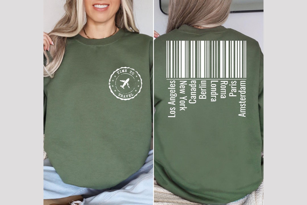 Travel Sweatshirt, Cities Barcode Sweatshirt, World Travel Sweater ...