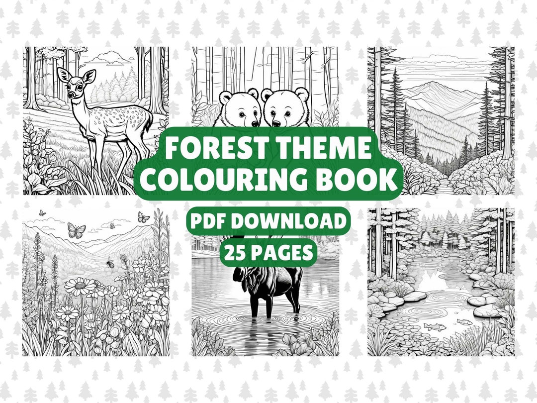Digital Coloring Book, Digital Colouring Book, Forest Theme, Coloring ...