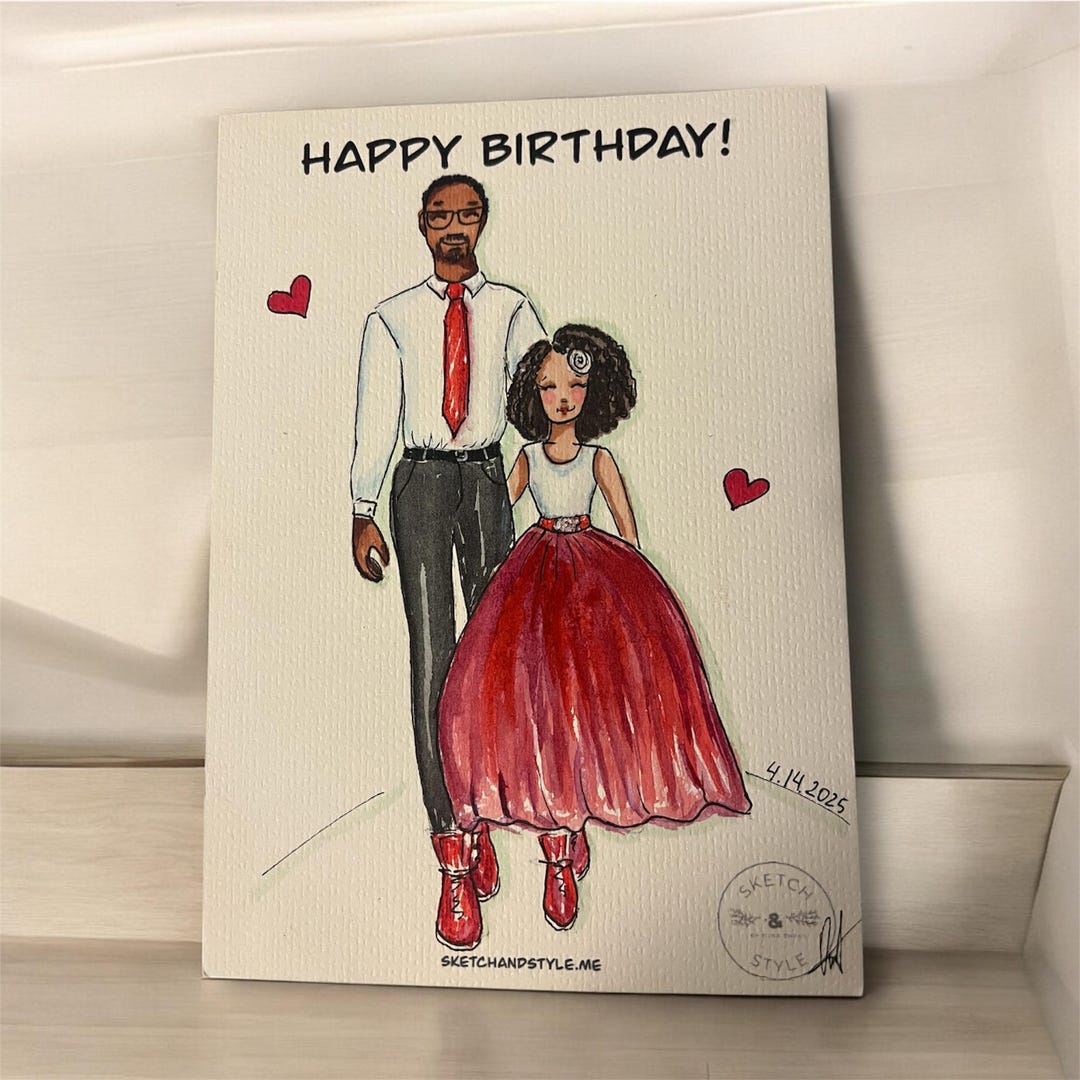 Custom Birthday Card, Illustration From Photo, Fashion Sketch, Custom ...