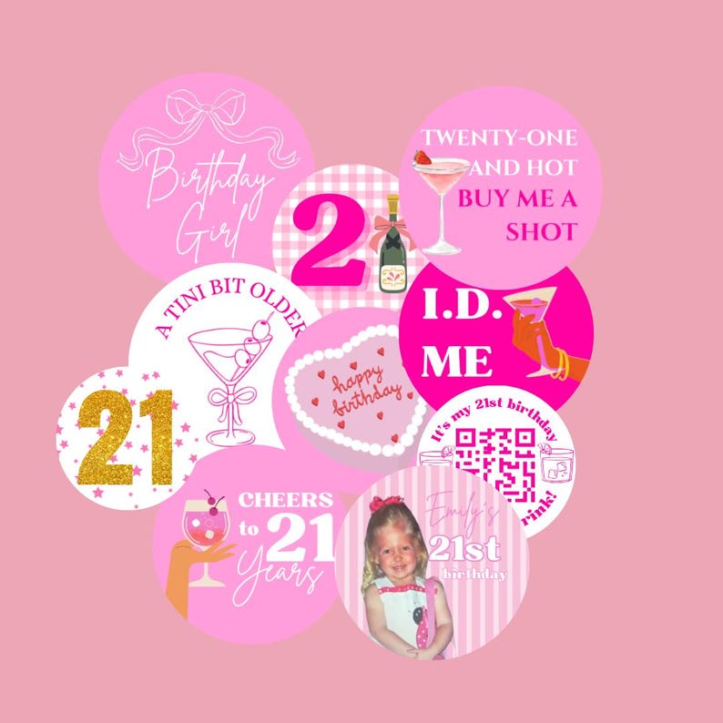 21st Birthday Party Buttons and Pins - Etsy