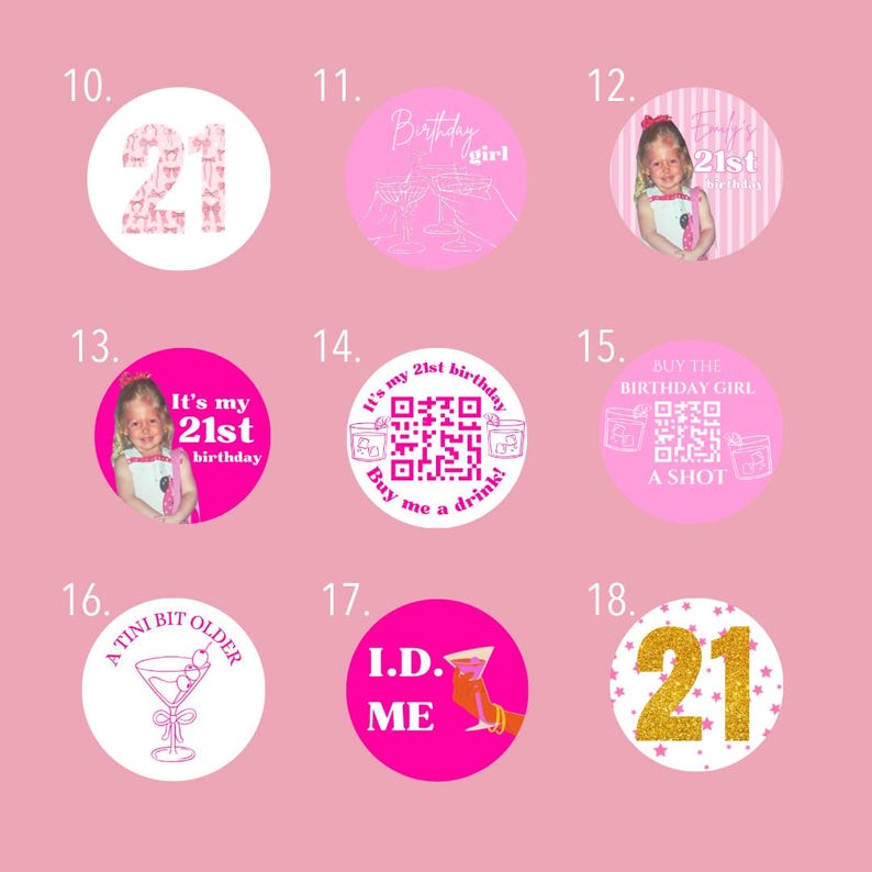 21st Birthday Party Buttons and Pins - Etsy