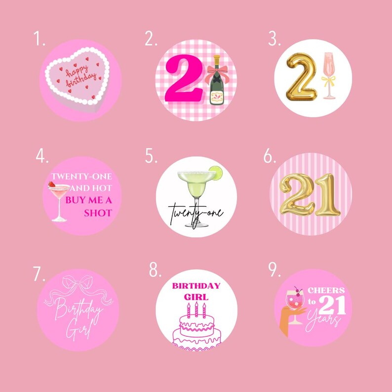 21st Birthday Party Buttons and Pins - Etsy