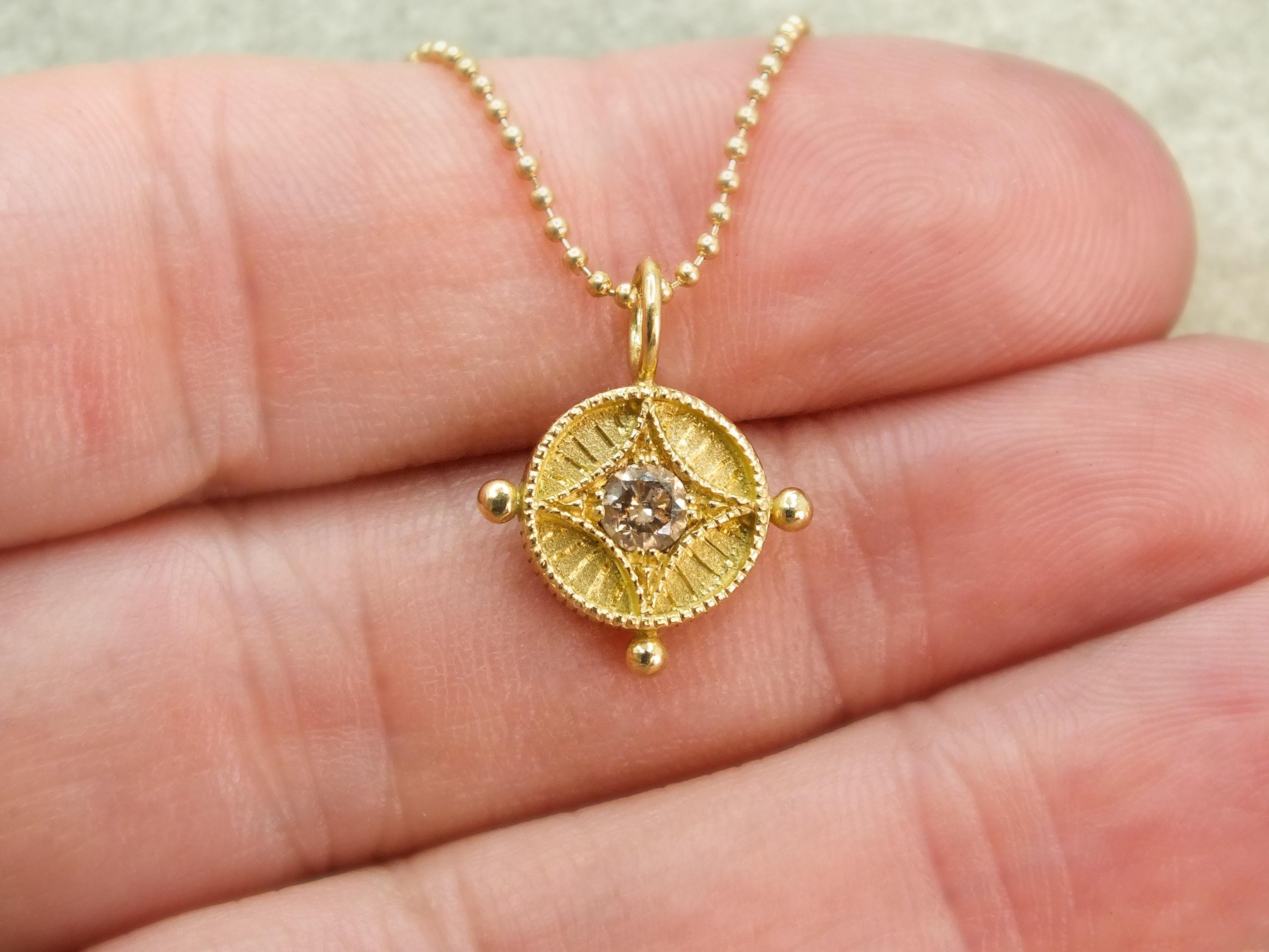18k Gold Brown Diamond Star Pendant Necklace: Celestial Talisman - Etsy