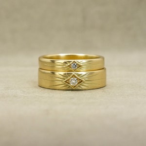 Diamond Gold Band, Unisex Gold Ring, Wide Gold Band, Celestial Ring ...