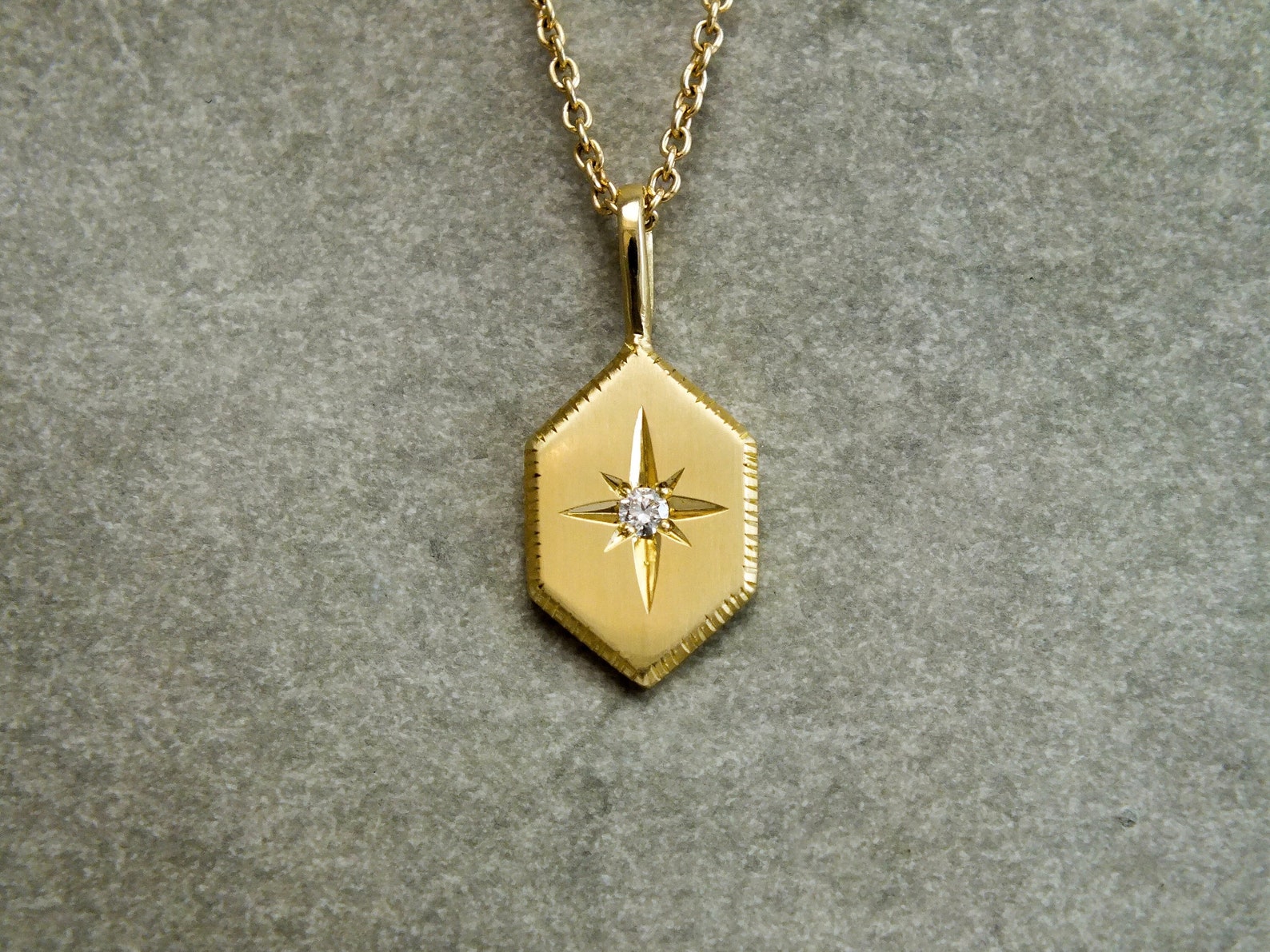 North Star Necklace 18k Gold North Star Diamond Necklace - Etsy