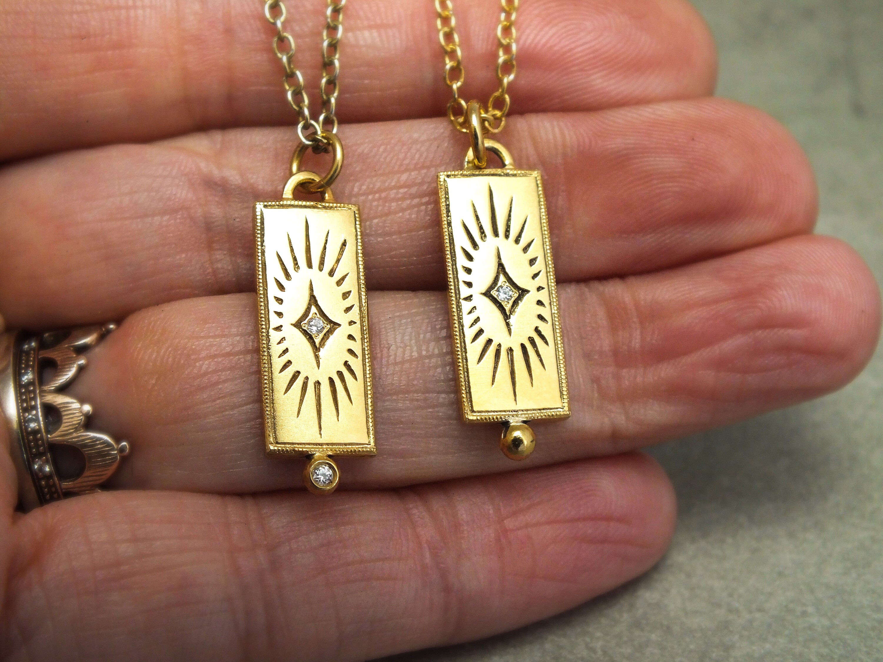 Lux 18k Gold Diamond Necklace Solid Gold Medallion Gold | Etsy