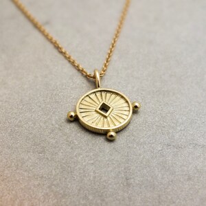 Gold Medallion, 18k Gold Coin Charm, Sun Talisman, Layering Necklace ...