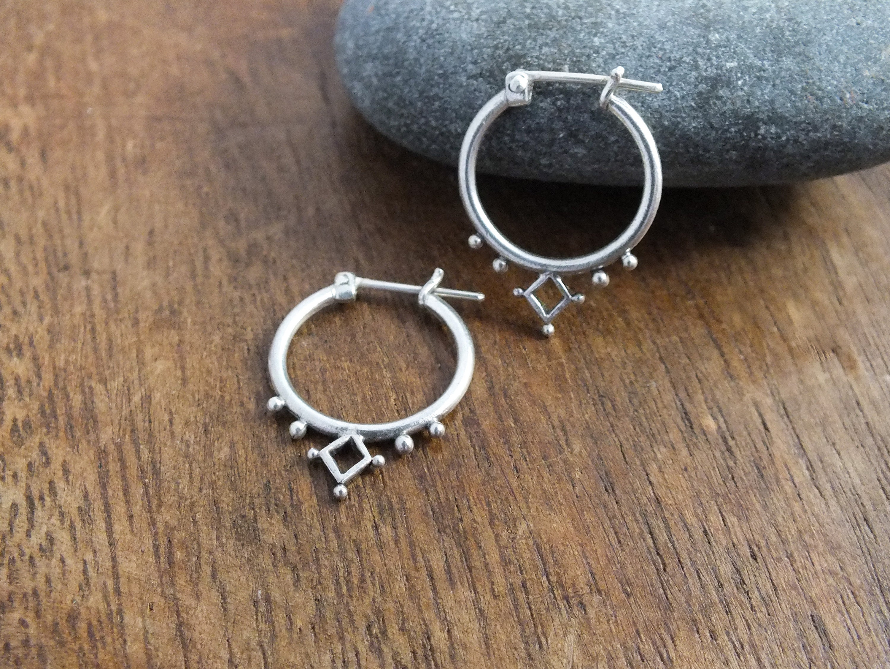 Etruscan Hoops Medium Silver Hoops Boho Hoops Tribal - Etsy