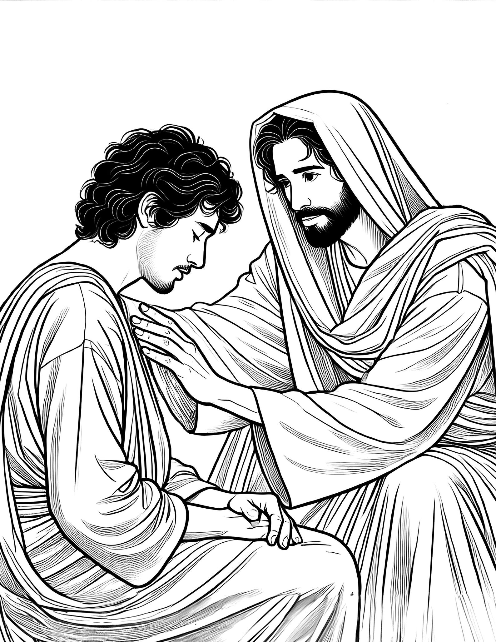 Christian Coloring Page: Jesus Healing the Sick - Printable 8.5x11 Inch ...