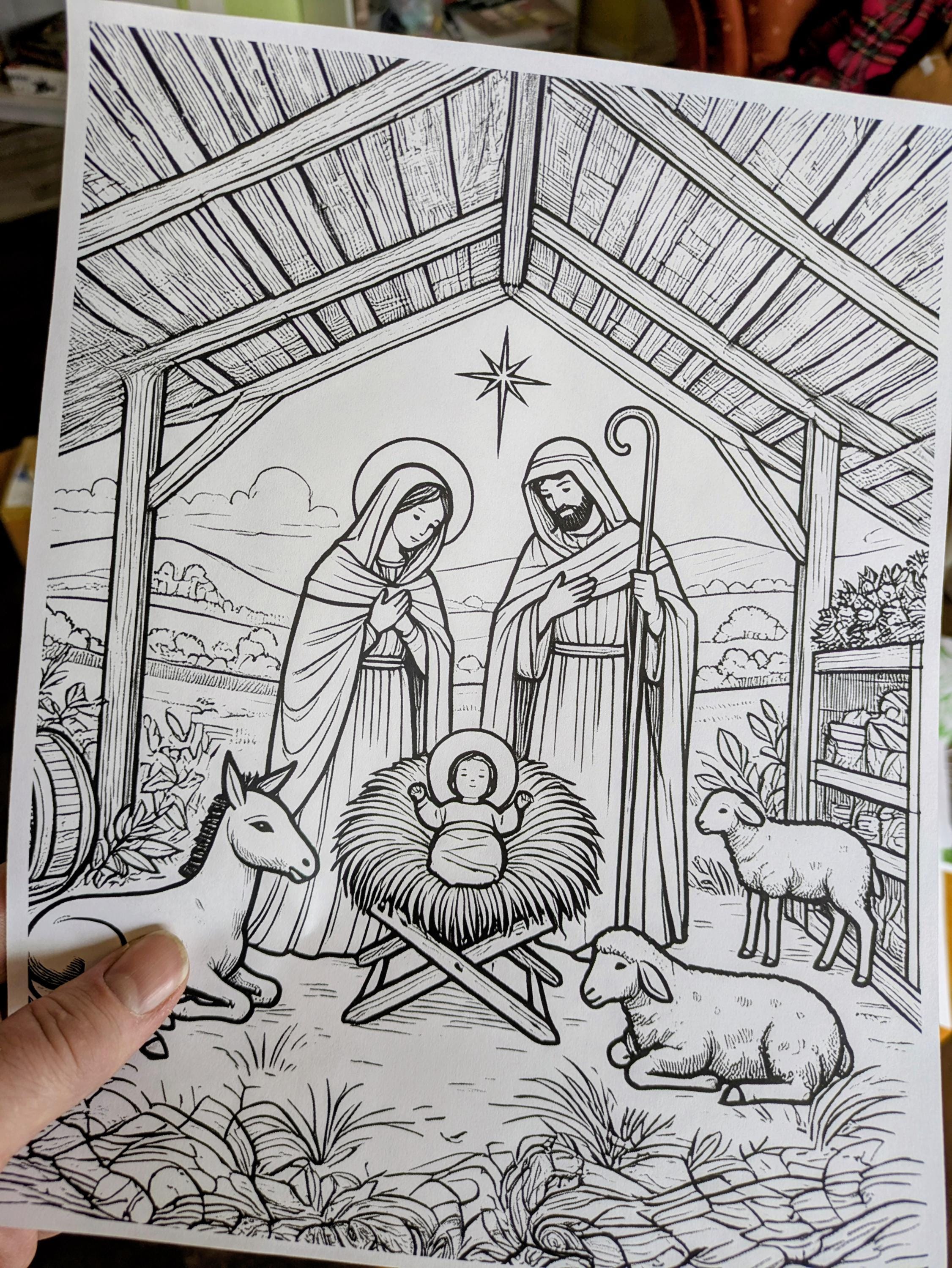 Christian Christmas Coloring Page: Mary Joseph and Jesus - Printable 8 ...
