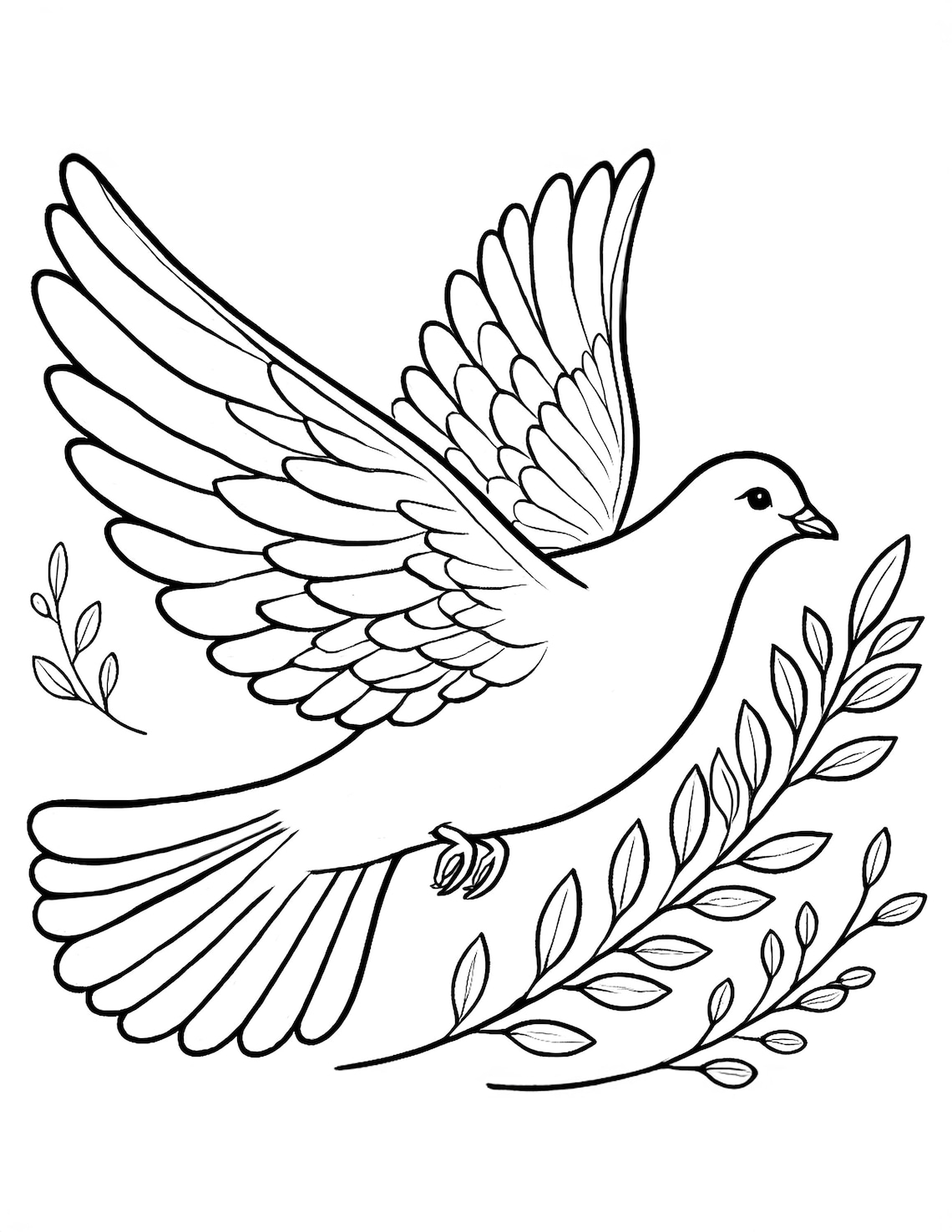 Christian Coloring Page of a Christmas Dove – Digital Download Coloring ...