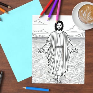 Christian Coloring Page: Jesus Walks on the Water- Printable 8.5x11 ...