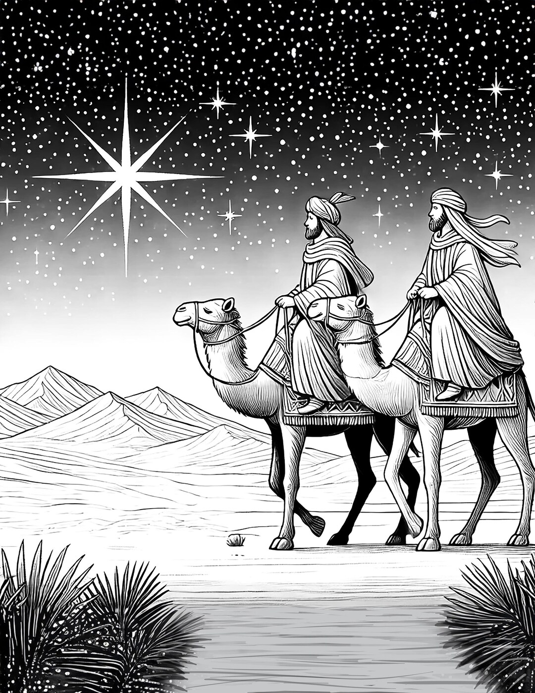 Christian Christmas Coloring Page: the Three Wisemen - Printable 8.5x11 ...
