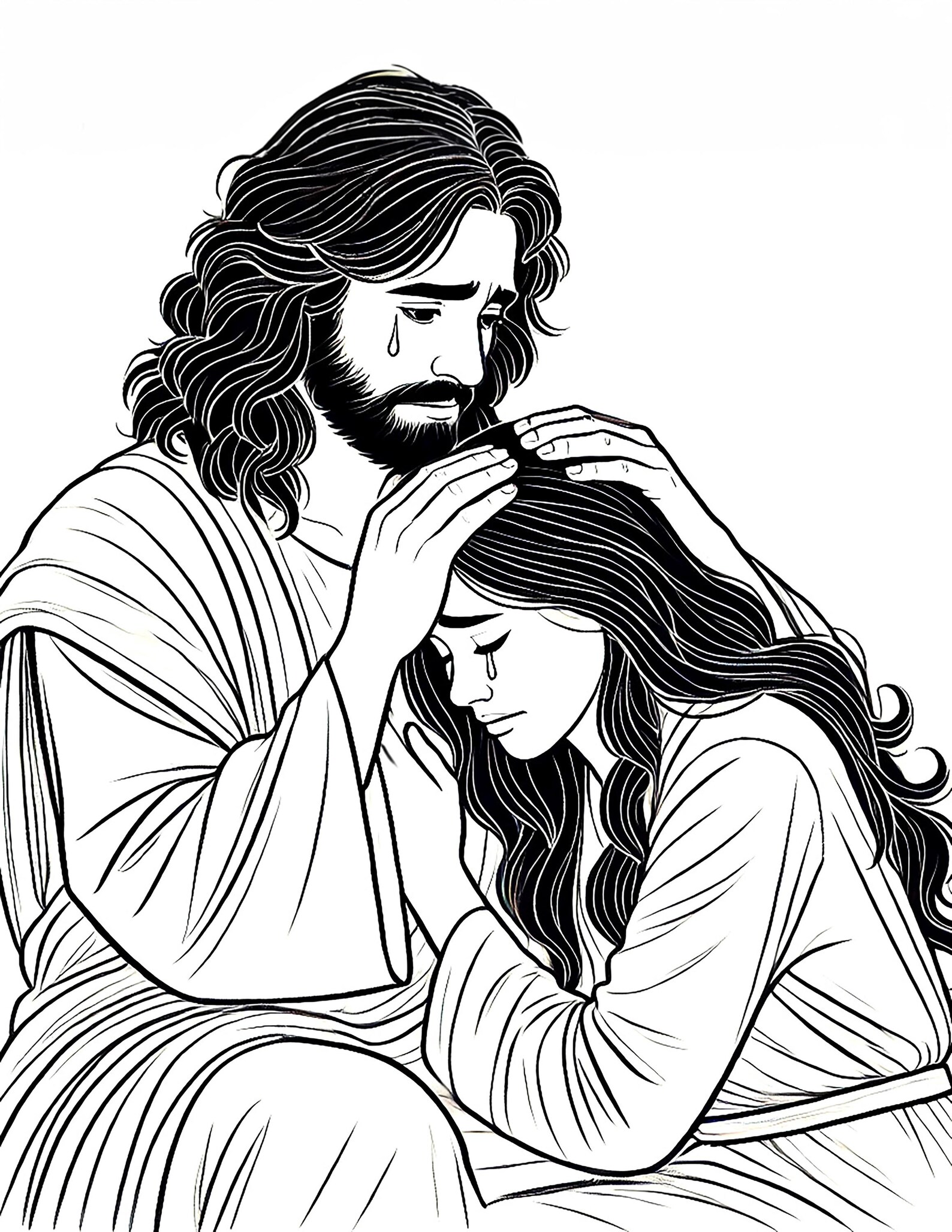 Christian Coloring Page: Jesus Wept - Printable 8.5x11 Inch Digital ...