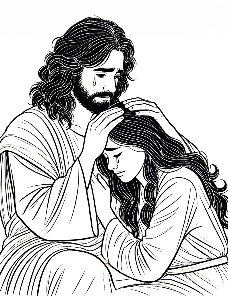 Christian Coloring Page: Jesus Wept - Printable 8.5x11 Inch Digital ...