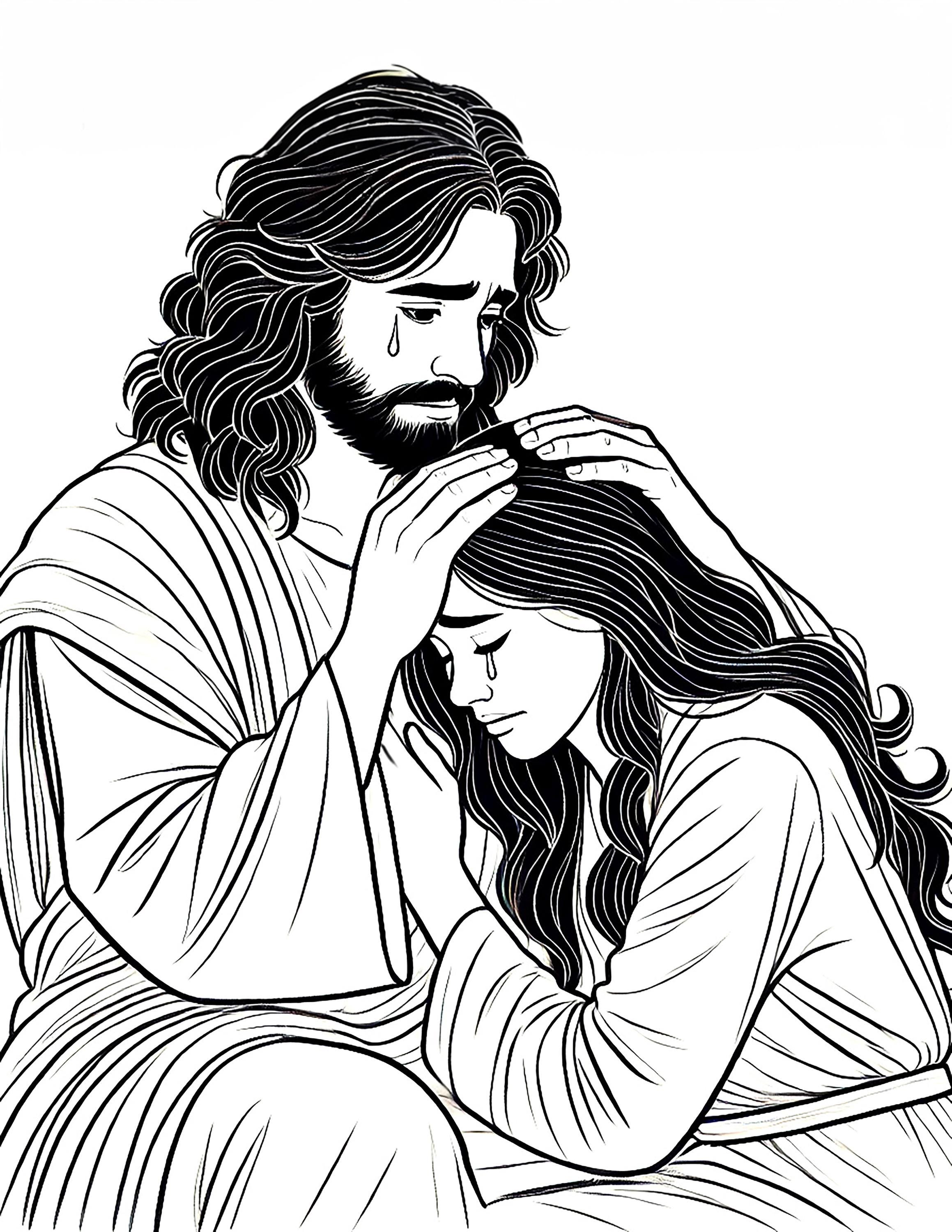 Christian Coloring Page: Jesus Wept - Printable 8.5x11 Inch Digital ...