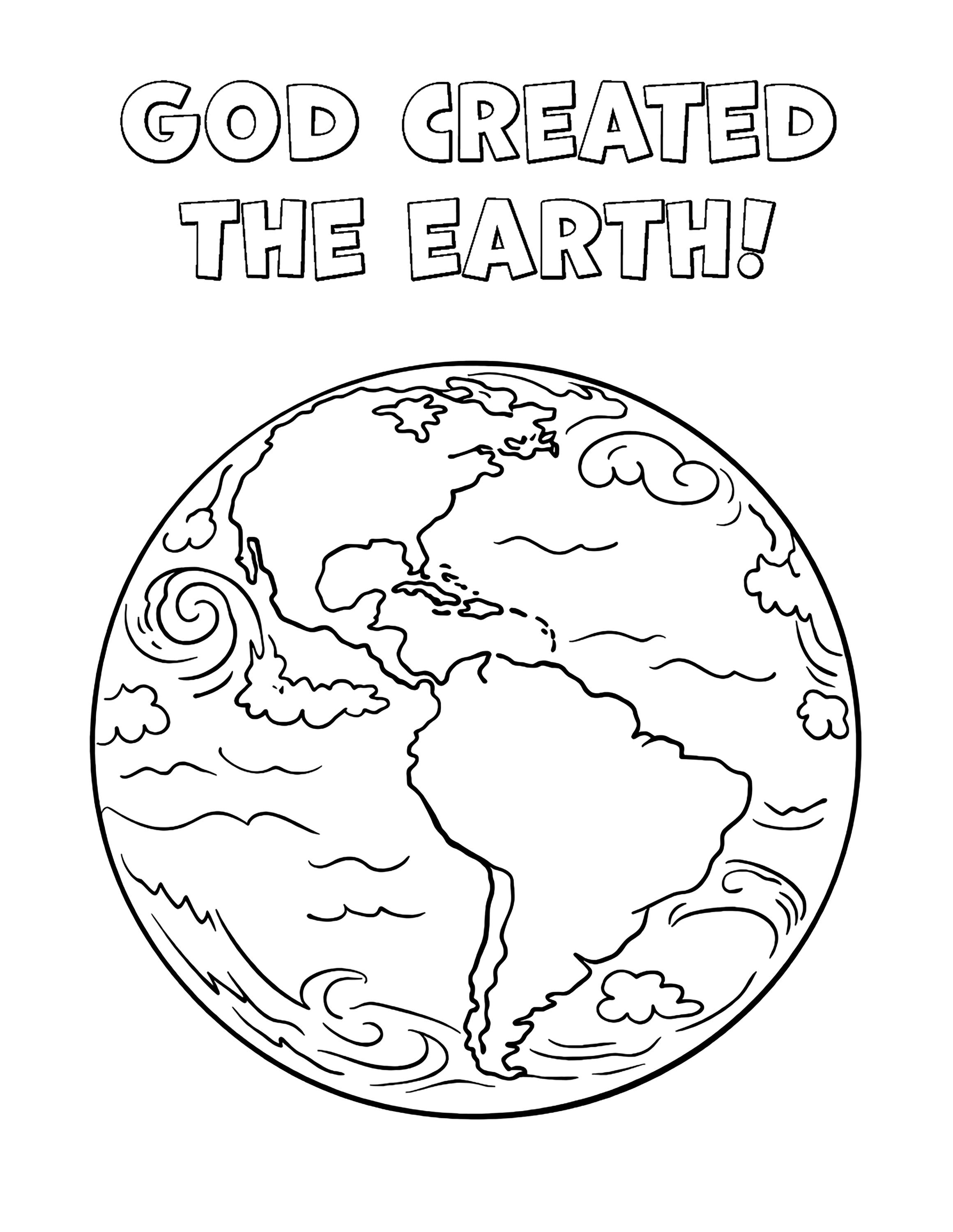God Created the Earth Coloring Page - Etsy