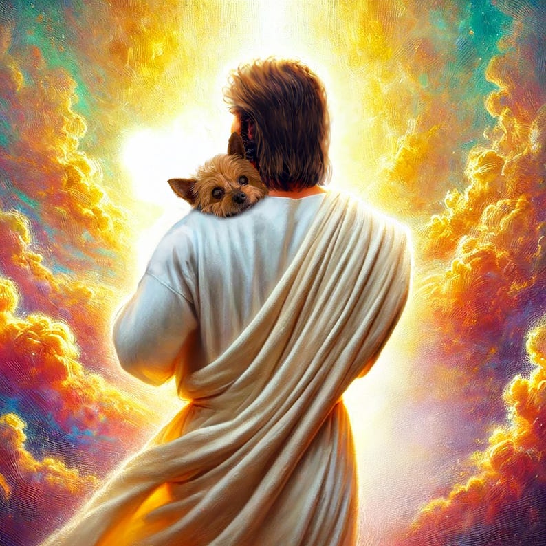 Christian Art welcome Home Jesus Welcoming Your Beloved Dog Into ...