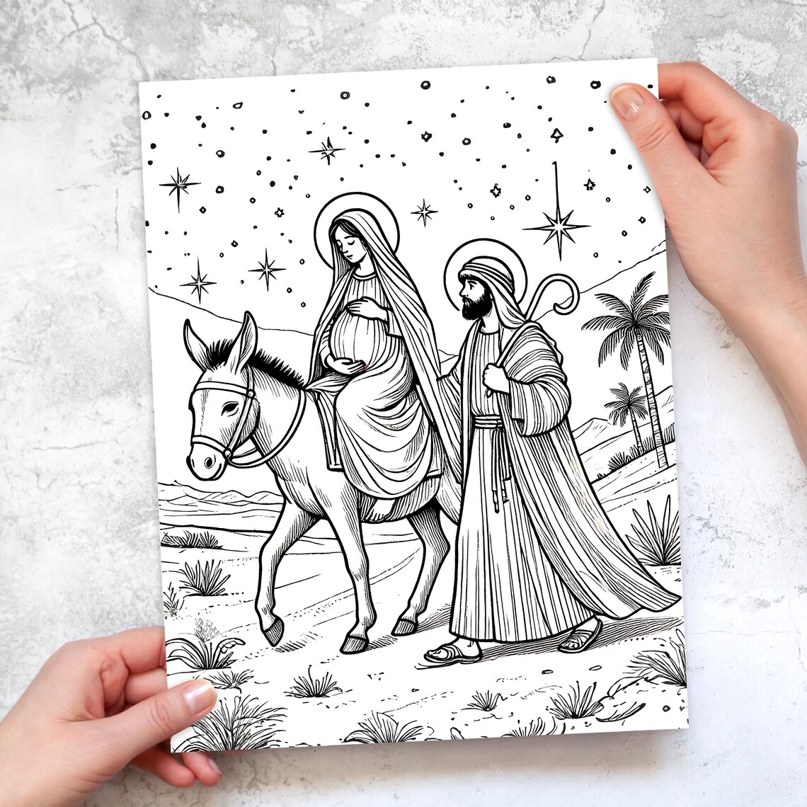 Christian Christmas Coloring Page: Mary and Joseph - Printable 8.5x11 ...