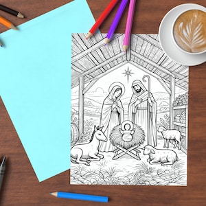 Christian Christmas Coloring Page: Mary Joseph and Jesus - Printable 8 ...