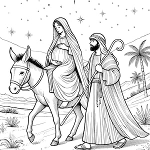 Christian Christmas Coloring Page: Mary and Joseph - Printable 8.5x11 ...