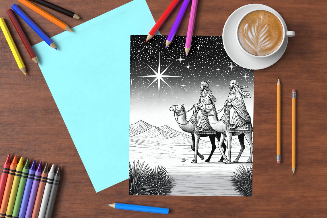 Christian Christmas Coloring Page: the Three Wisemen - Printable 8.5x11 ...