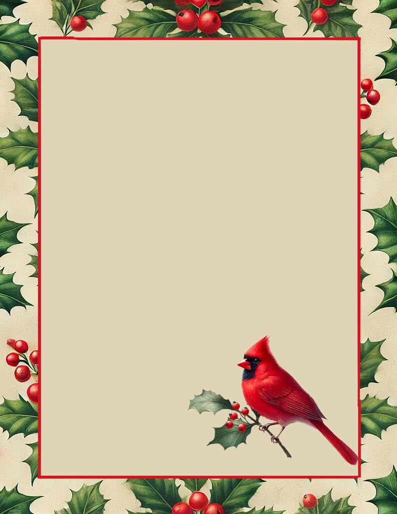 Christmas Stationery - Christmas Cardinal Letter Paper, Religious ...