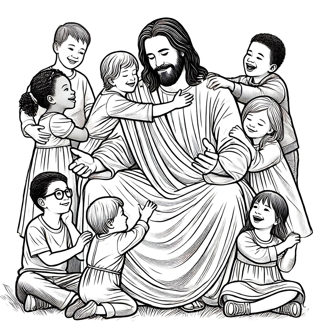 Christian Coloring Page: "jesus and the Children" Coloring Page ...