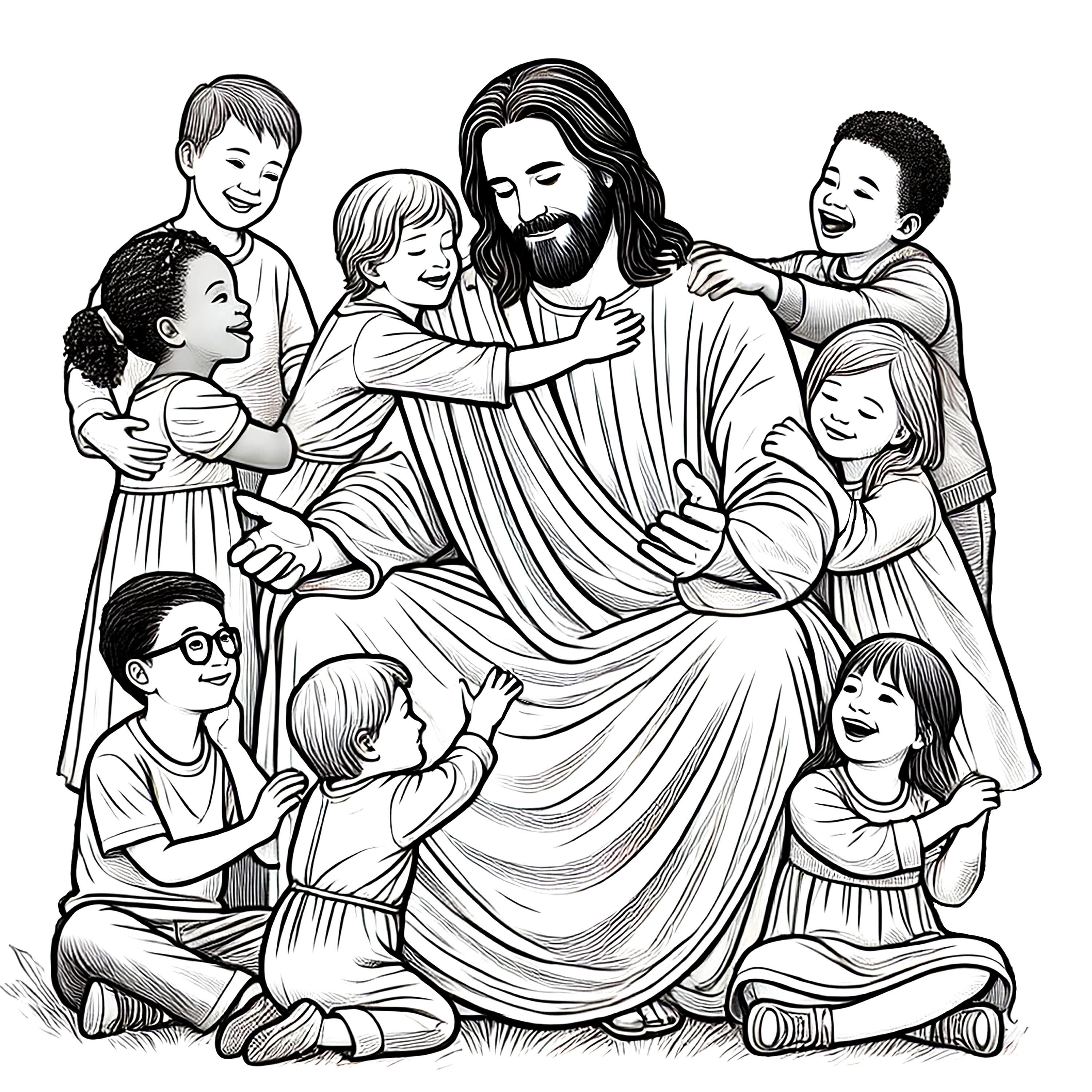 Christian Coloring Page: "jesus and the Children" Coloring Page ...