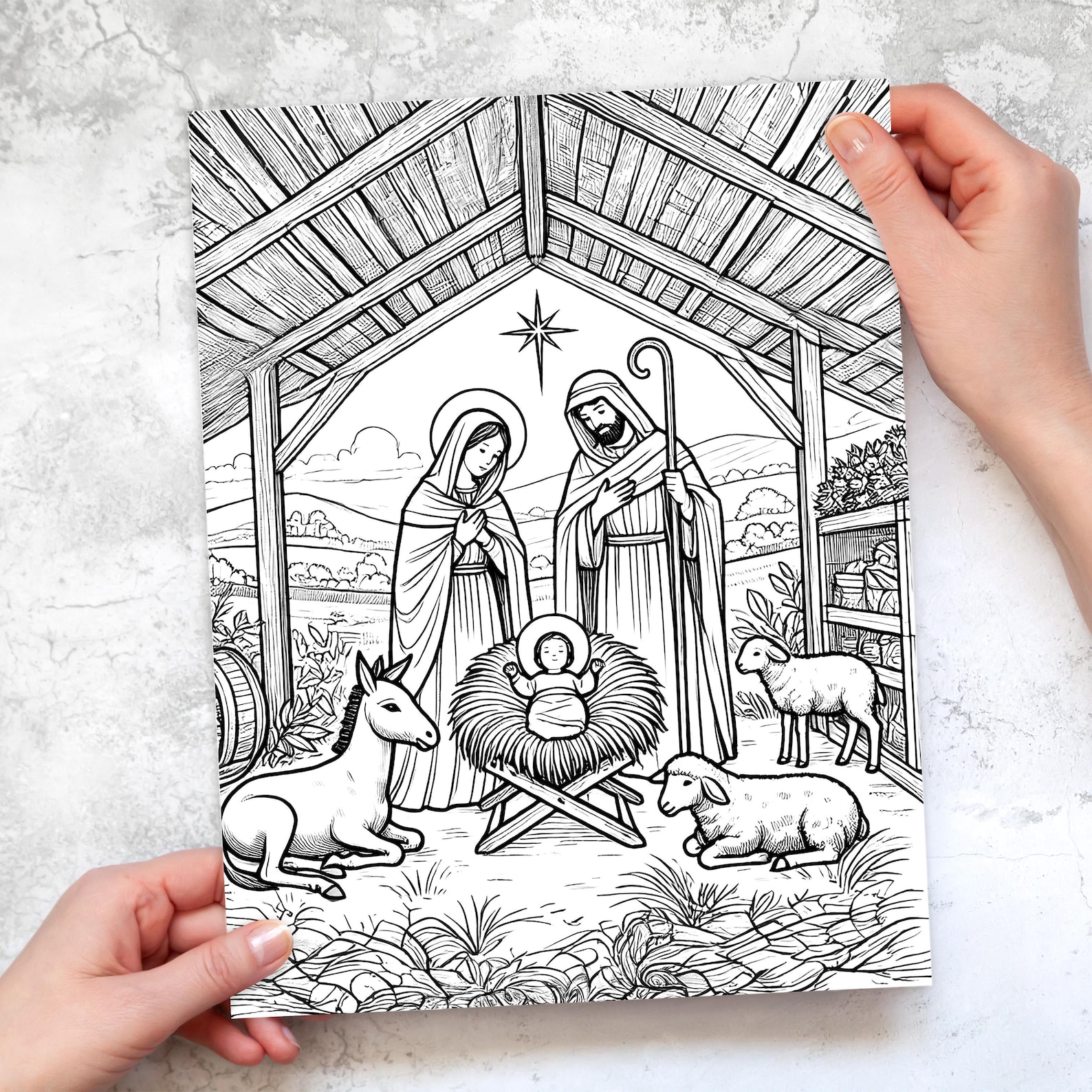 Christian Christmas Coloring Page: Mary Joseph and Jesus - Printable 8 ...