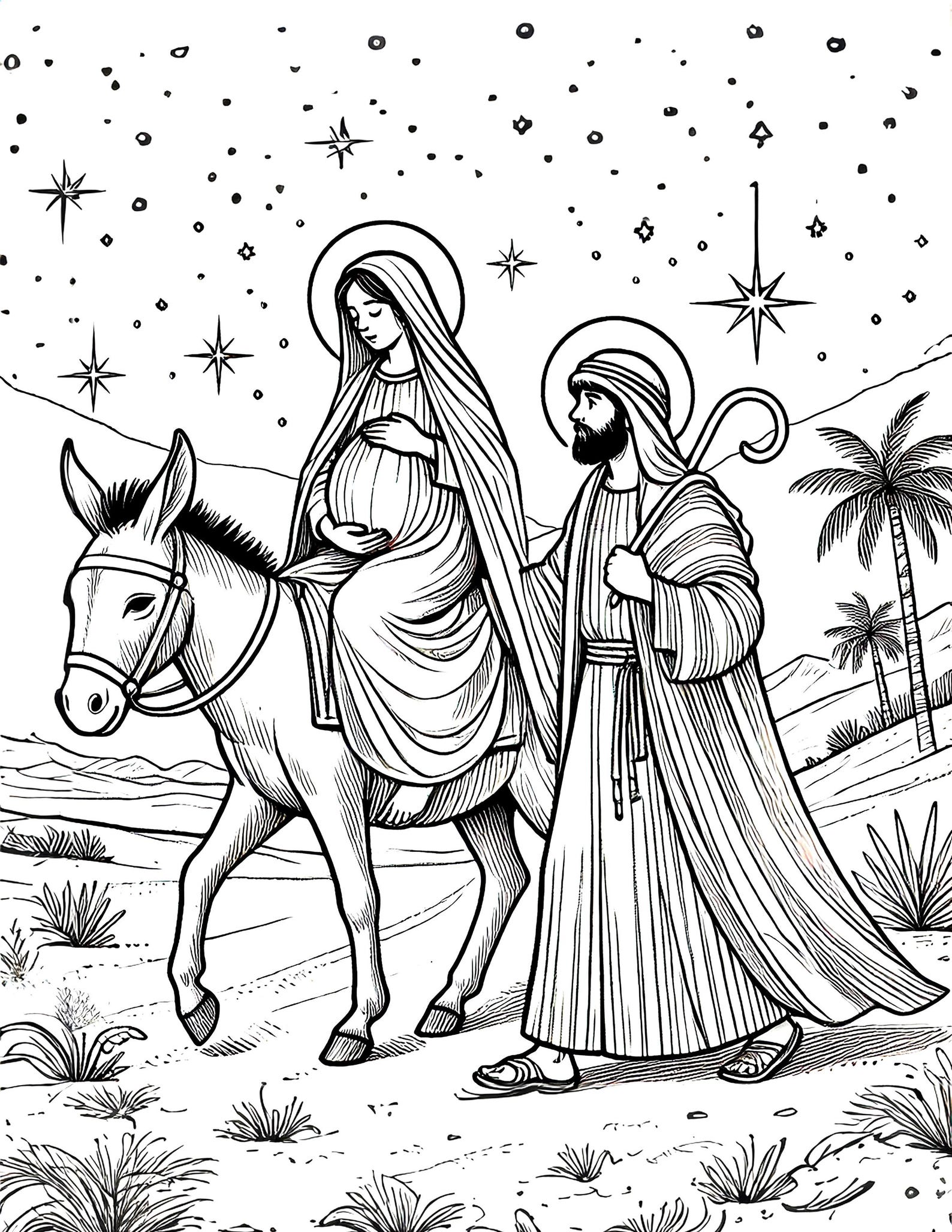 Christian Christmas Coloring Page: Mary and Joseph - Printable 8.5x11 ...