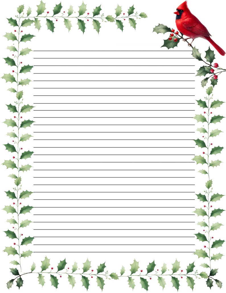 Christmas Stationery - Christmas Cardinal Letter Paper, Religious ...