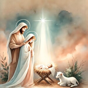 Christian Art Print: "peace on Earth" Nativity Scene Christmas Print ...