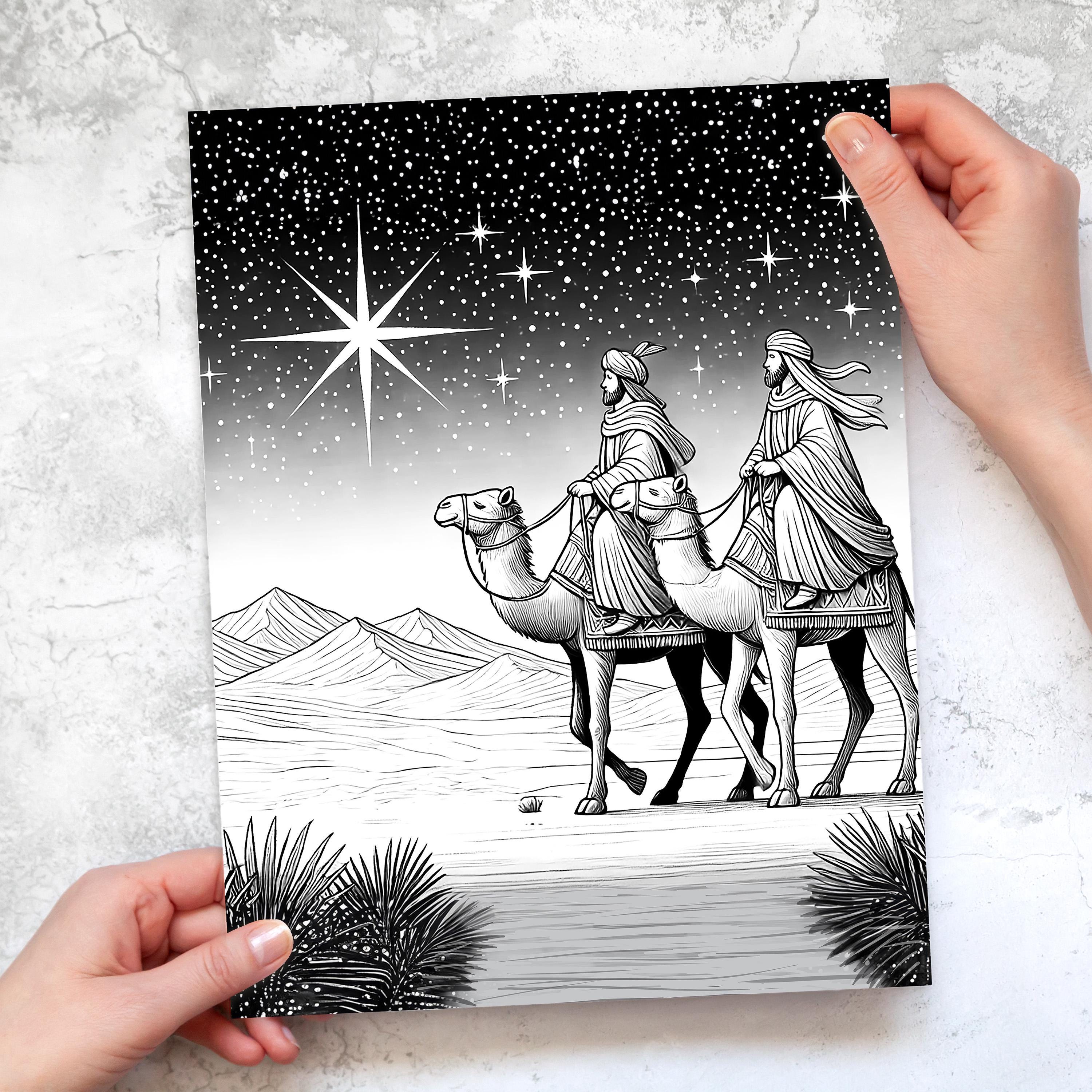 Christian Christmas Coloring Page: the Three Wisemen - Printable 8.5x11 ...