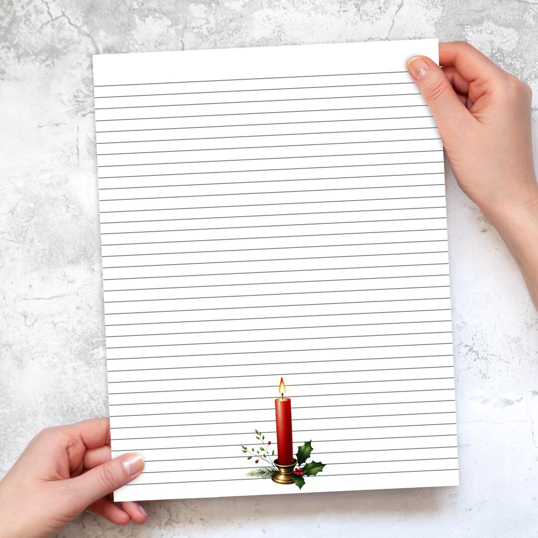 Christmas Stationery - Christmas Candle Letter Paper, Religious Holiday ...