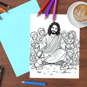 Christian Coloring Page: "jesus and the Children" Coloring Page ...