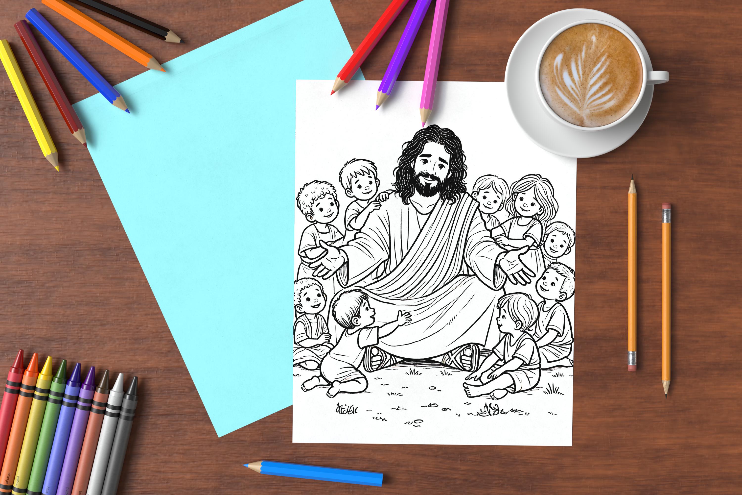 Christian Coloring Page: "jesus and the Children" Coloring Page ...