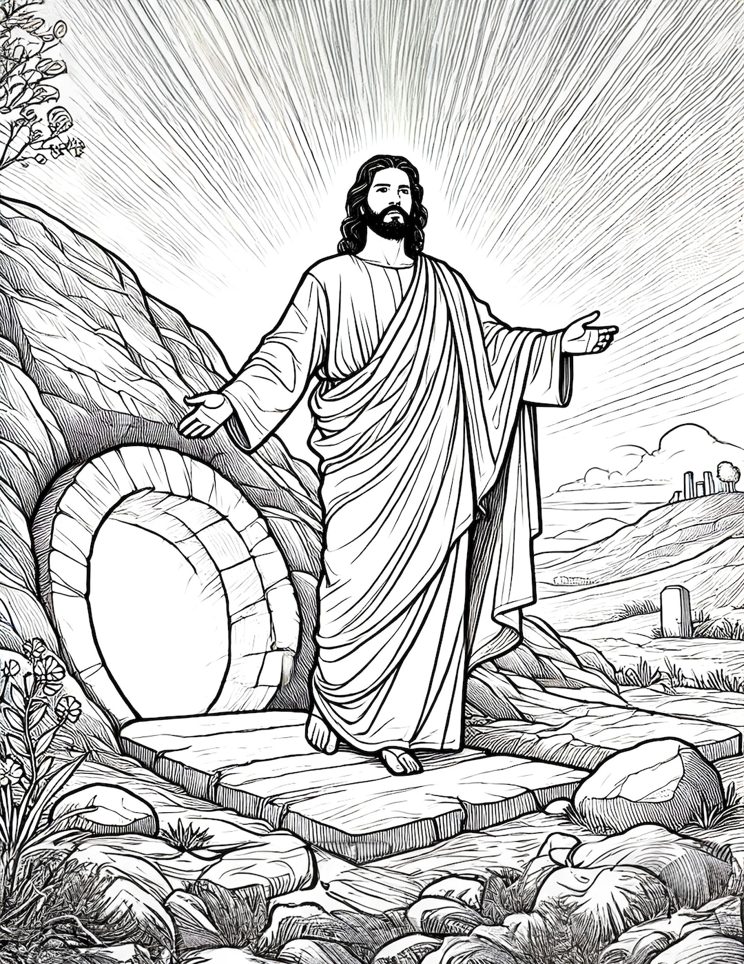 Jesus Resurrection Easter Coloring Page | Printable Christian Coloring ...