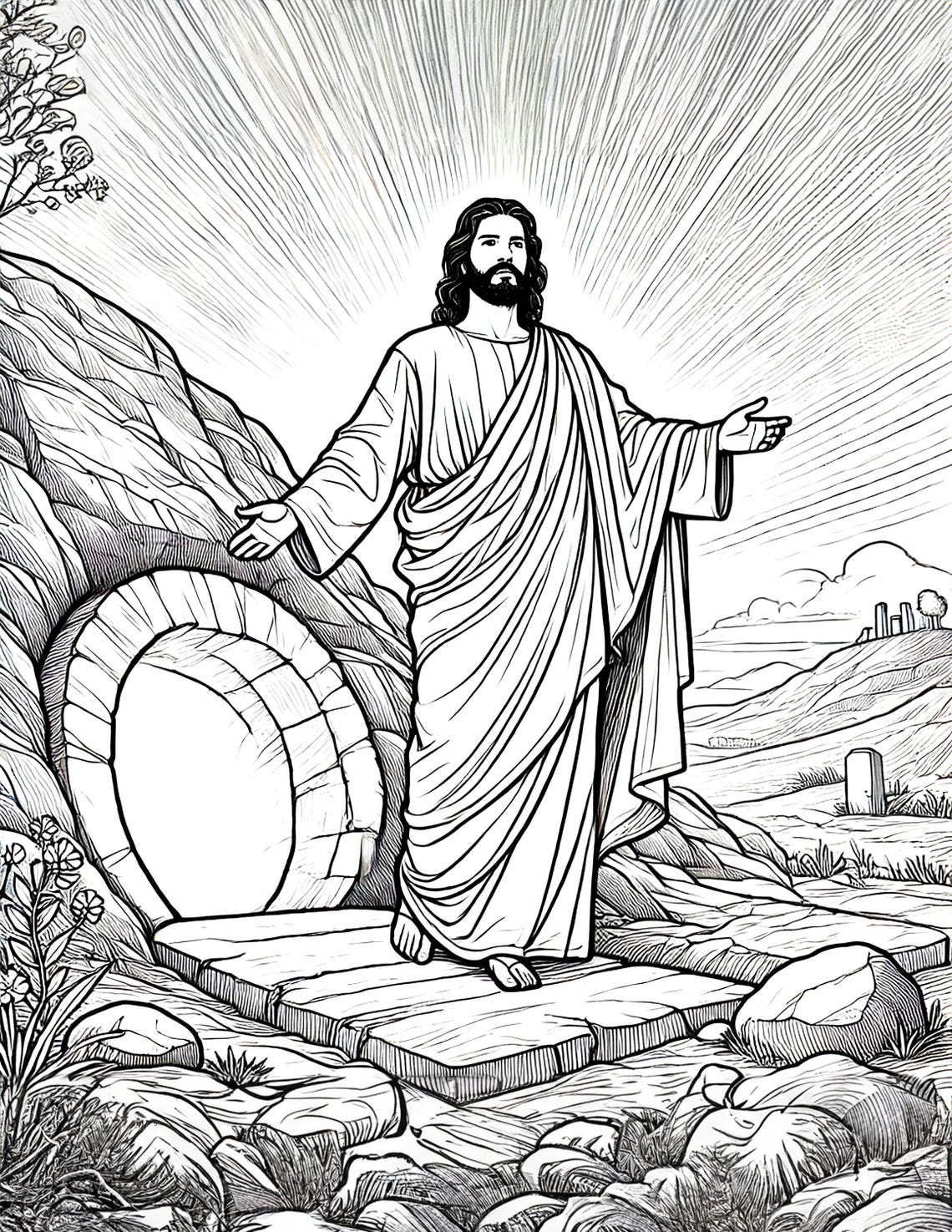 Christian Coloring Page of Jesus Resurrection Easter Coloring Sheet ...